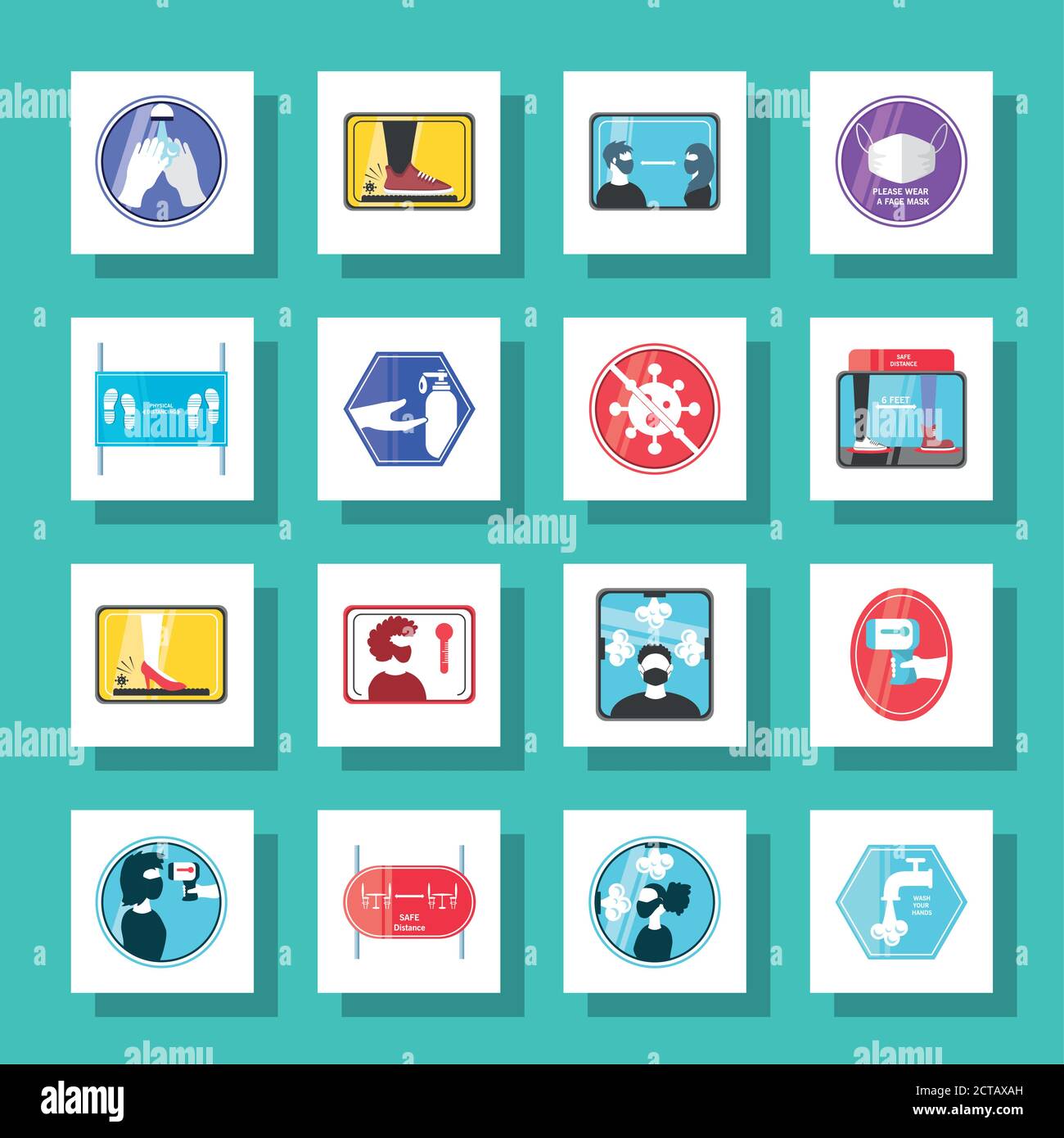 New normal detailed style icons collection design of Covid 19 virus ...