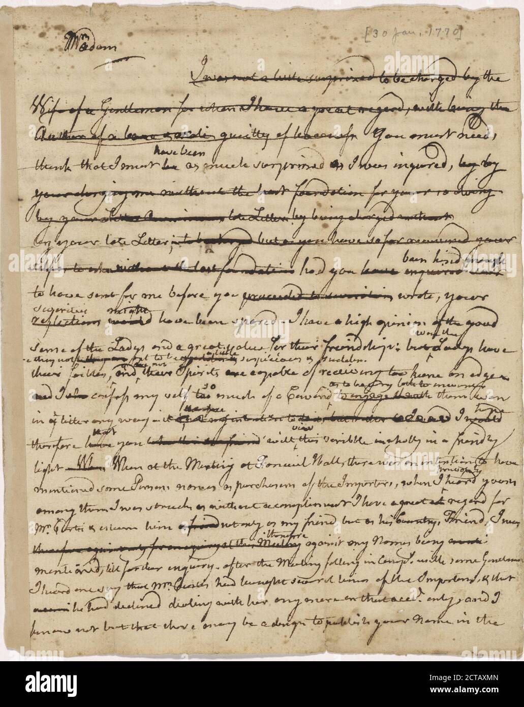Letter from William Cooper to Martha Curtis, text, Correspondence, 1770 ...