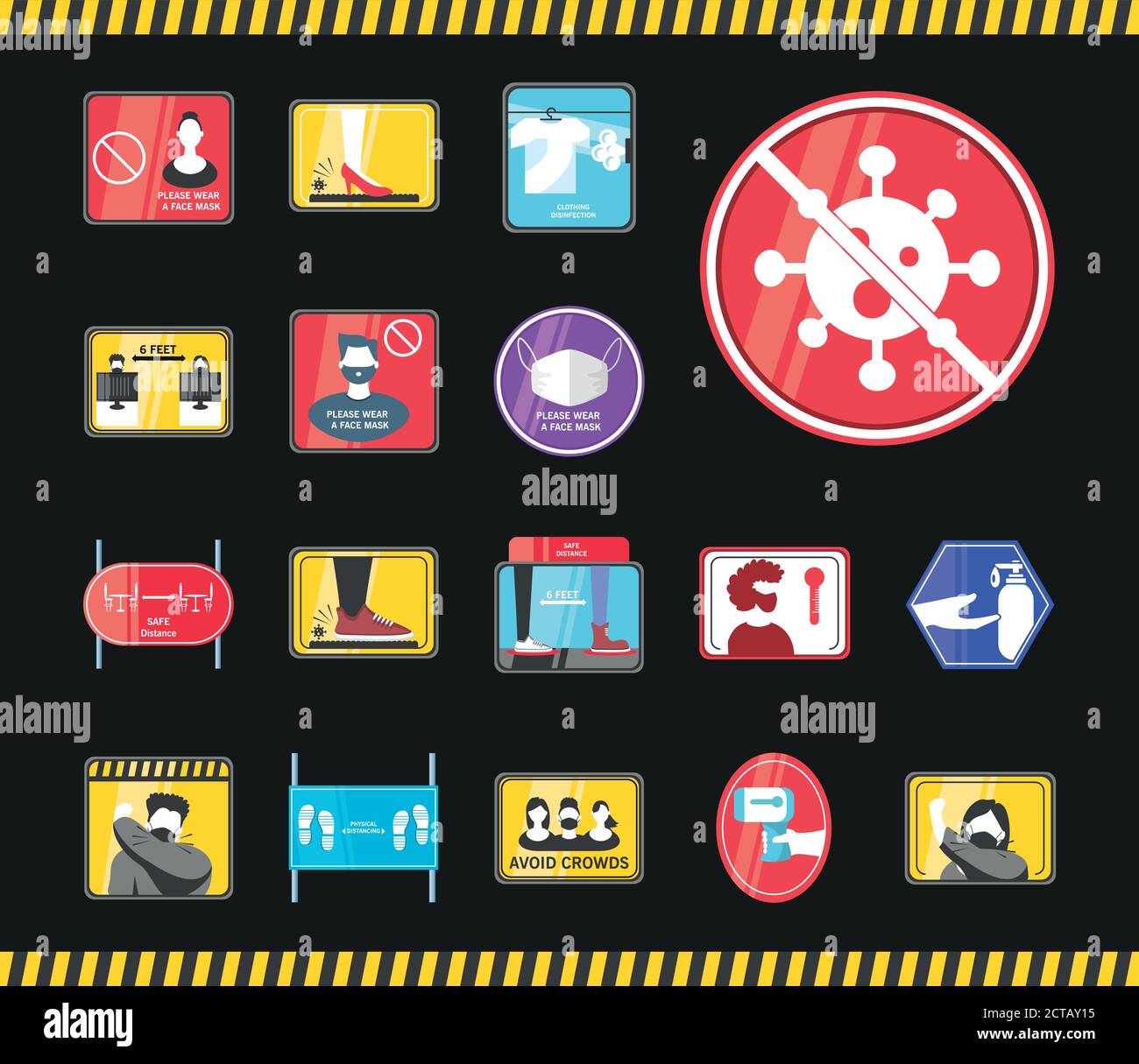 New normal detailed style icons bundle design of Covid 19 virus theme ...