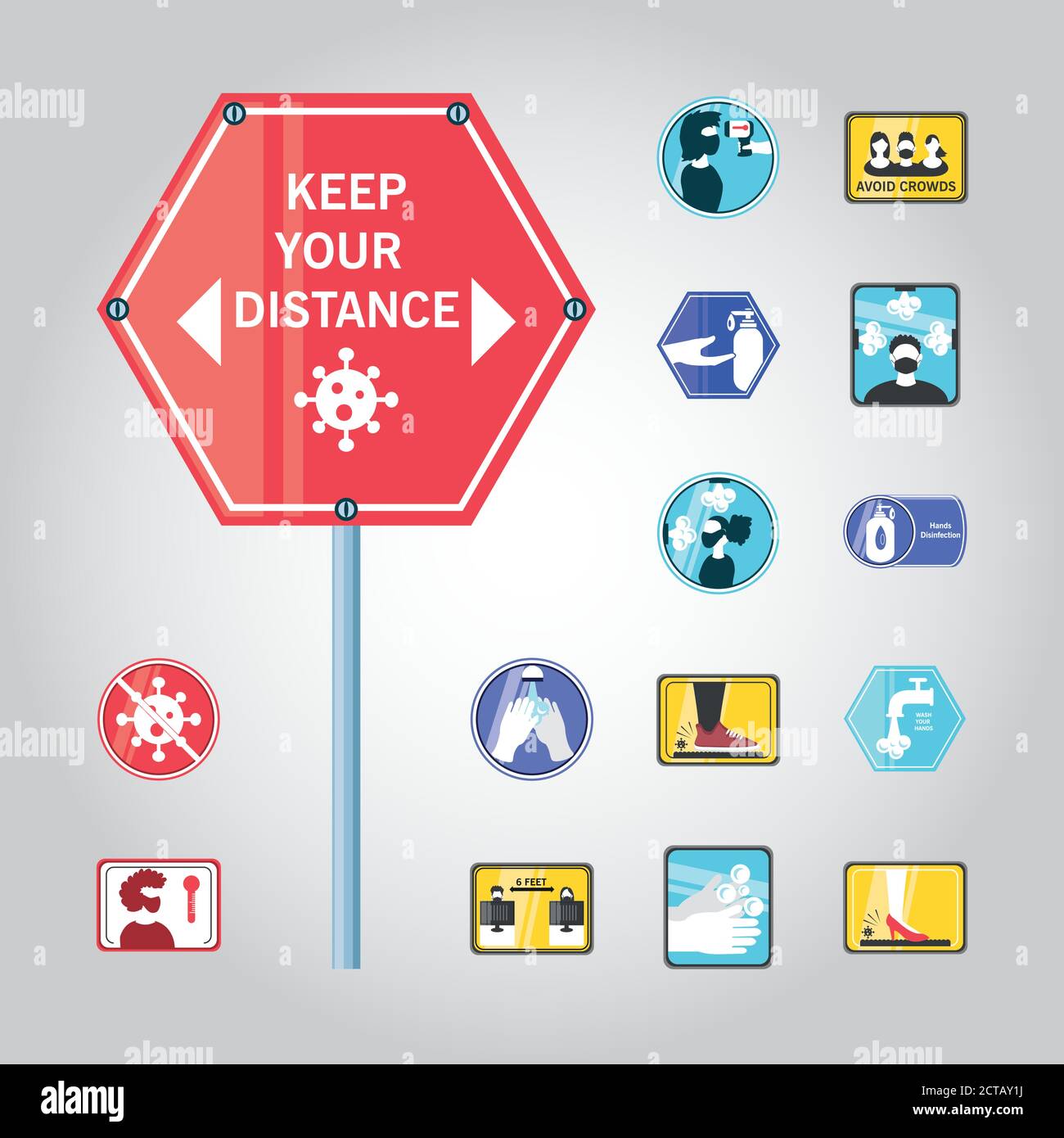 New normal detailed style symbols set design of Covid 19 virus theme ...