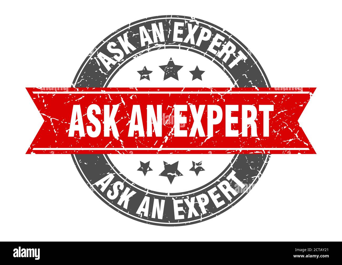 ask an expert round stamp with ribbon. sign. label Stock Vector Image ...