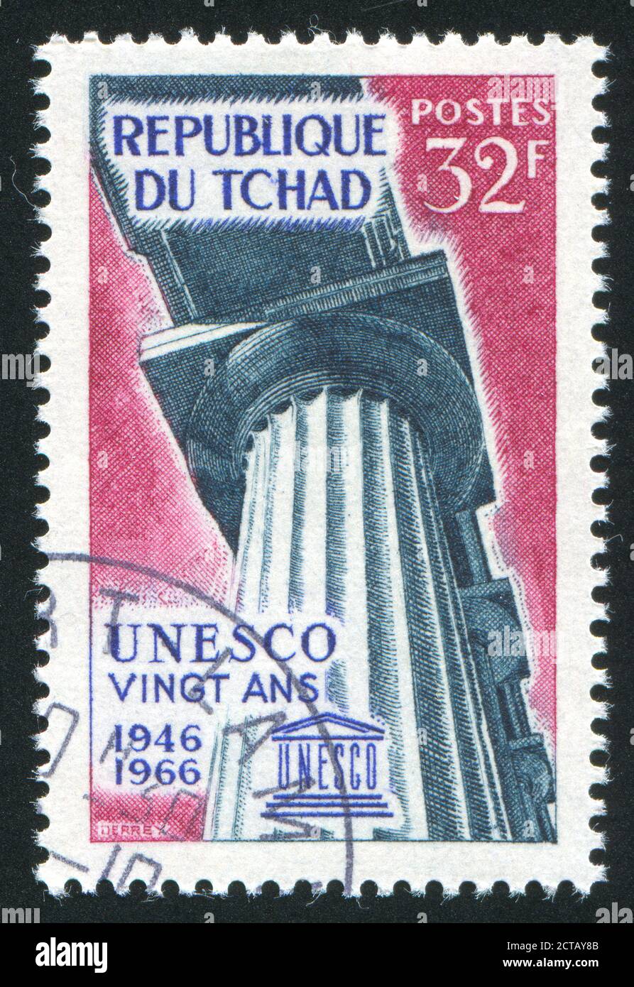 CHAD - CIRCA 1966: stamp printed by Chad, shows Greek Columns and ...