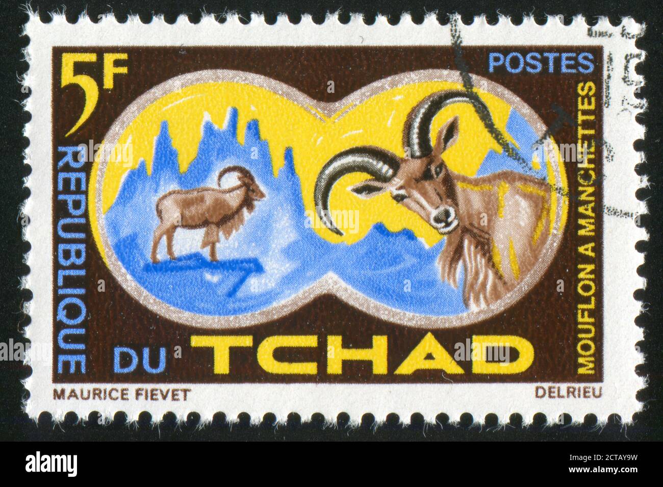 CHAD - CIRCA 1965: stamp printed by Chad, shows Aoudad or Barbary Sheep ...