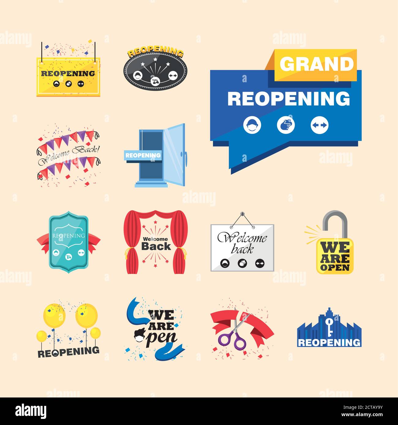 reopening detailed style collection of icons design of shopping and ...