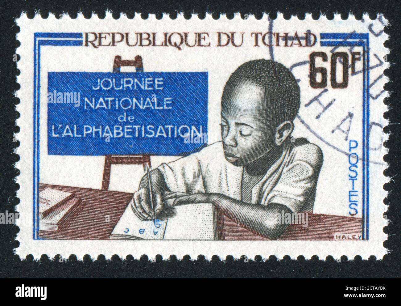 CHAD CIRCA 1968: stamp printed by Chad, shows Boy Learning to Write ...