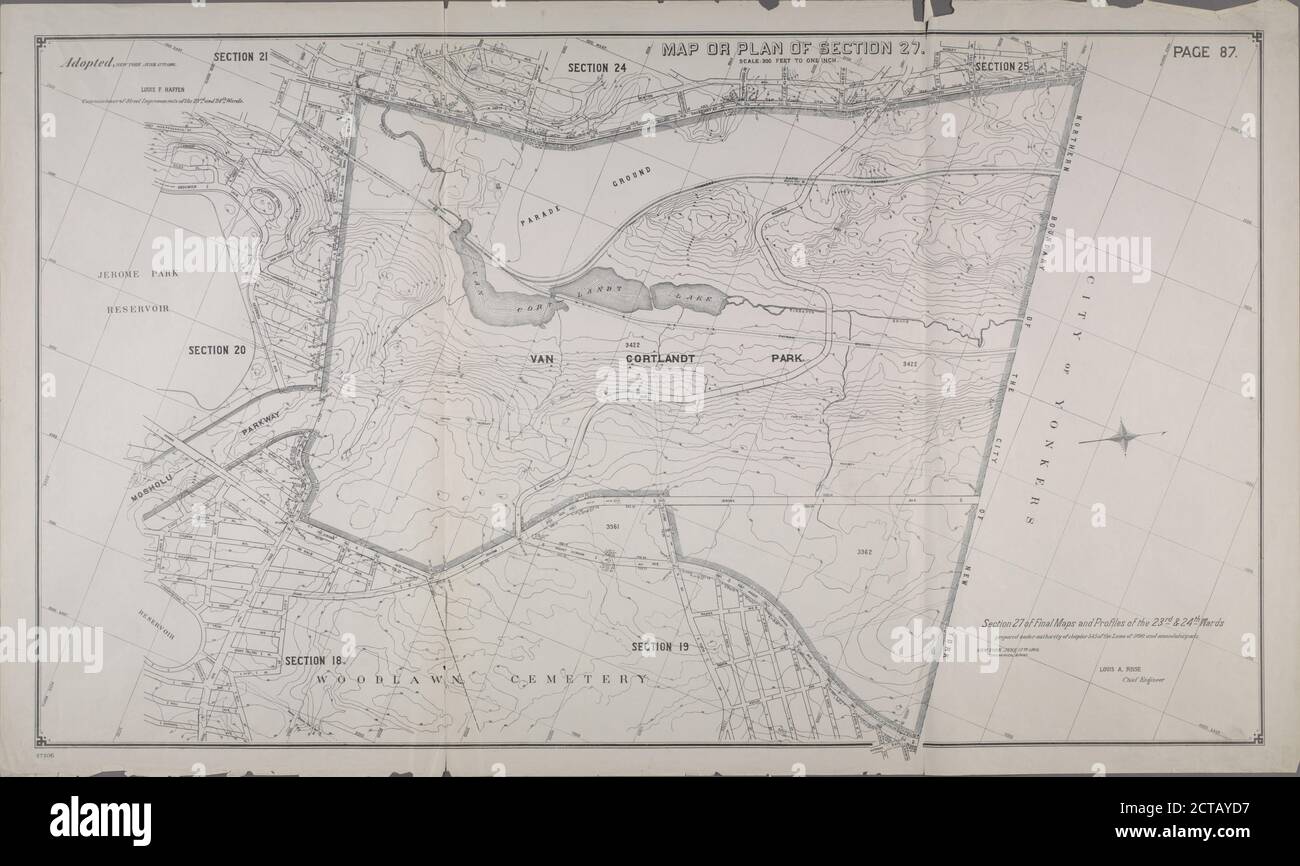 Map or Plan of Section 27. Bounded by Broadway, Van Cortlandt Park ...