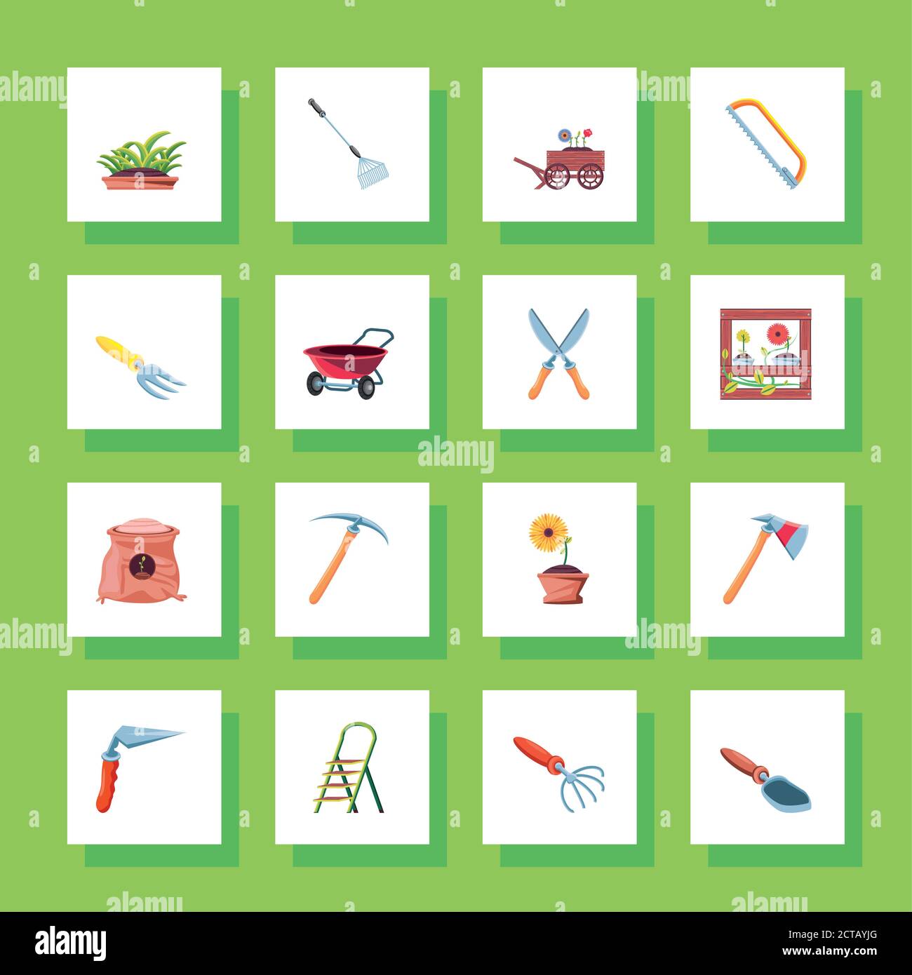 garden detailed style collection of icons design, Gardening planting ...