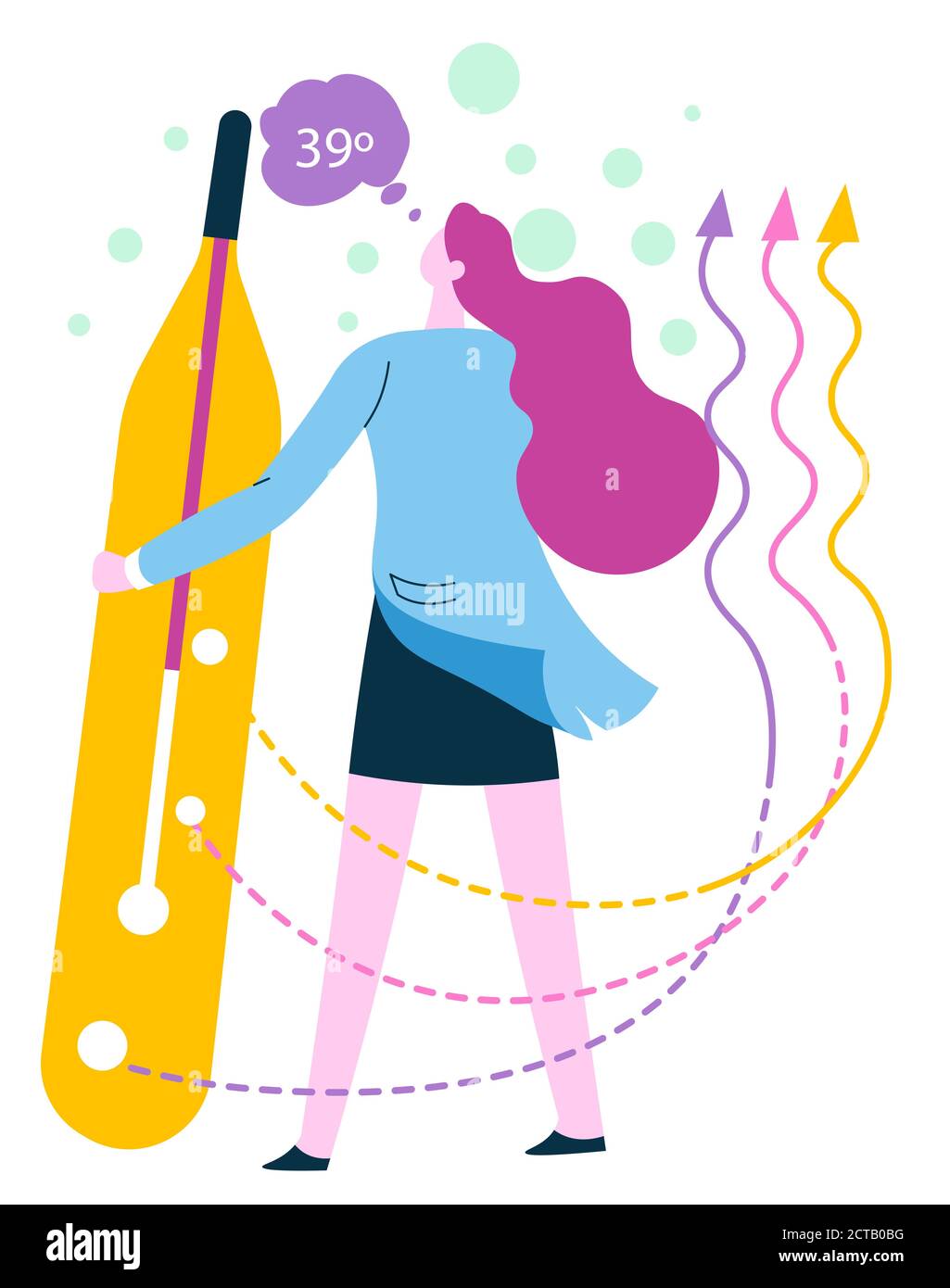 Patient with thermometer, fever and high temperature illness symptoms ...