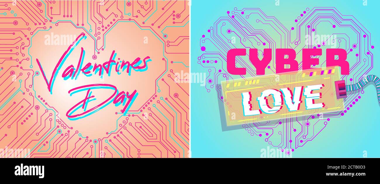 Valentine's day cyber technology, Abstract heart technology. It's a ...
