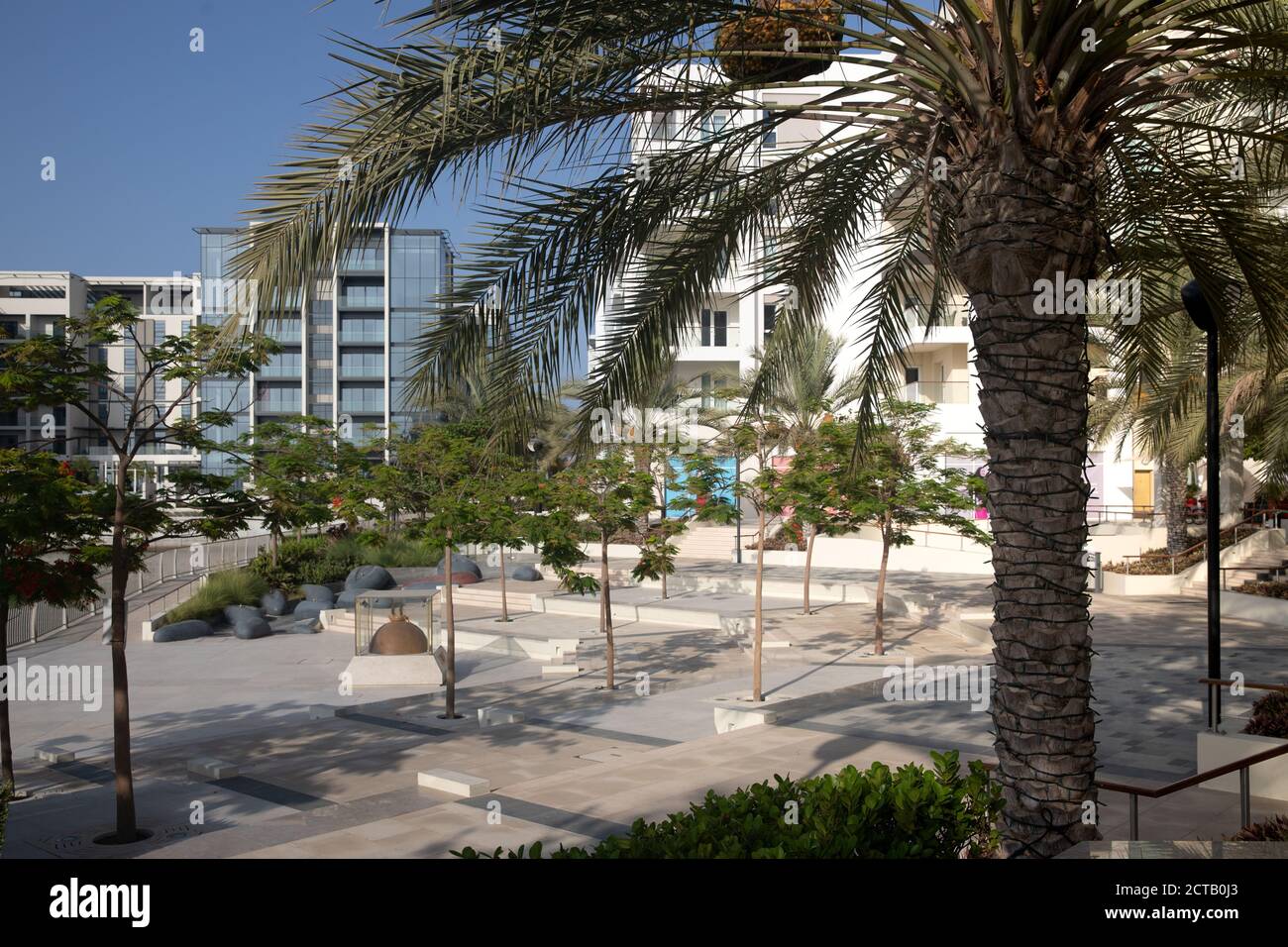 Park and pedestrian are by the apartments at the marina. Al Mouj, The ...