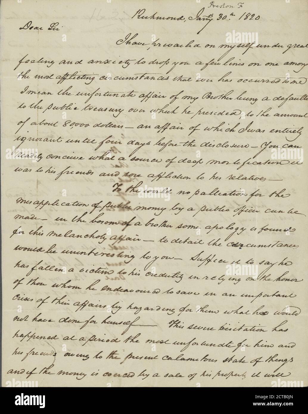 Letter from Francis Preston, text, Correspondence, 1820, Preston ...