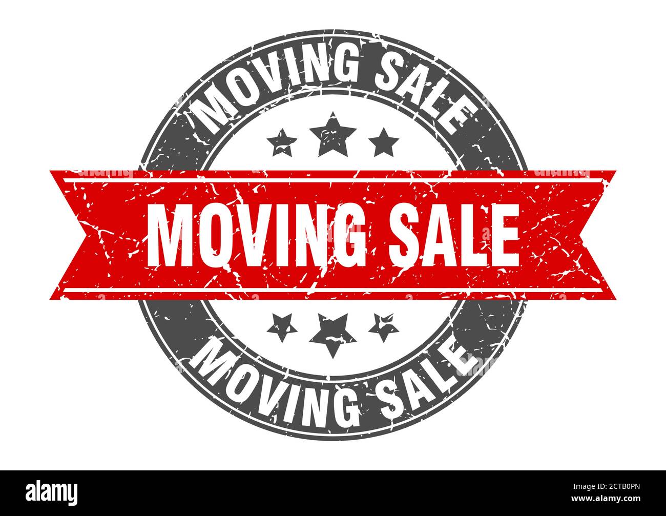 moving sale round stamp with ribbon. sign. label Stock Vector Image ...