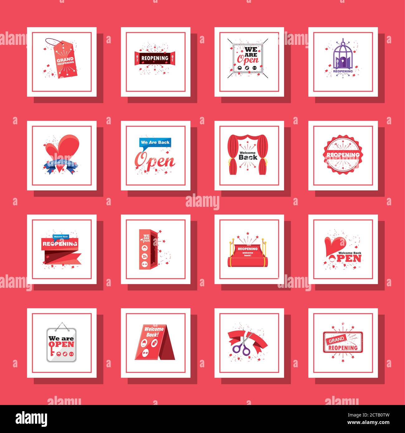 reopening detailed style icons collection design of shopping and covid ...