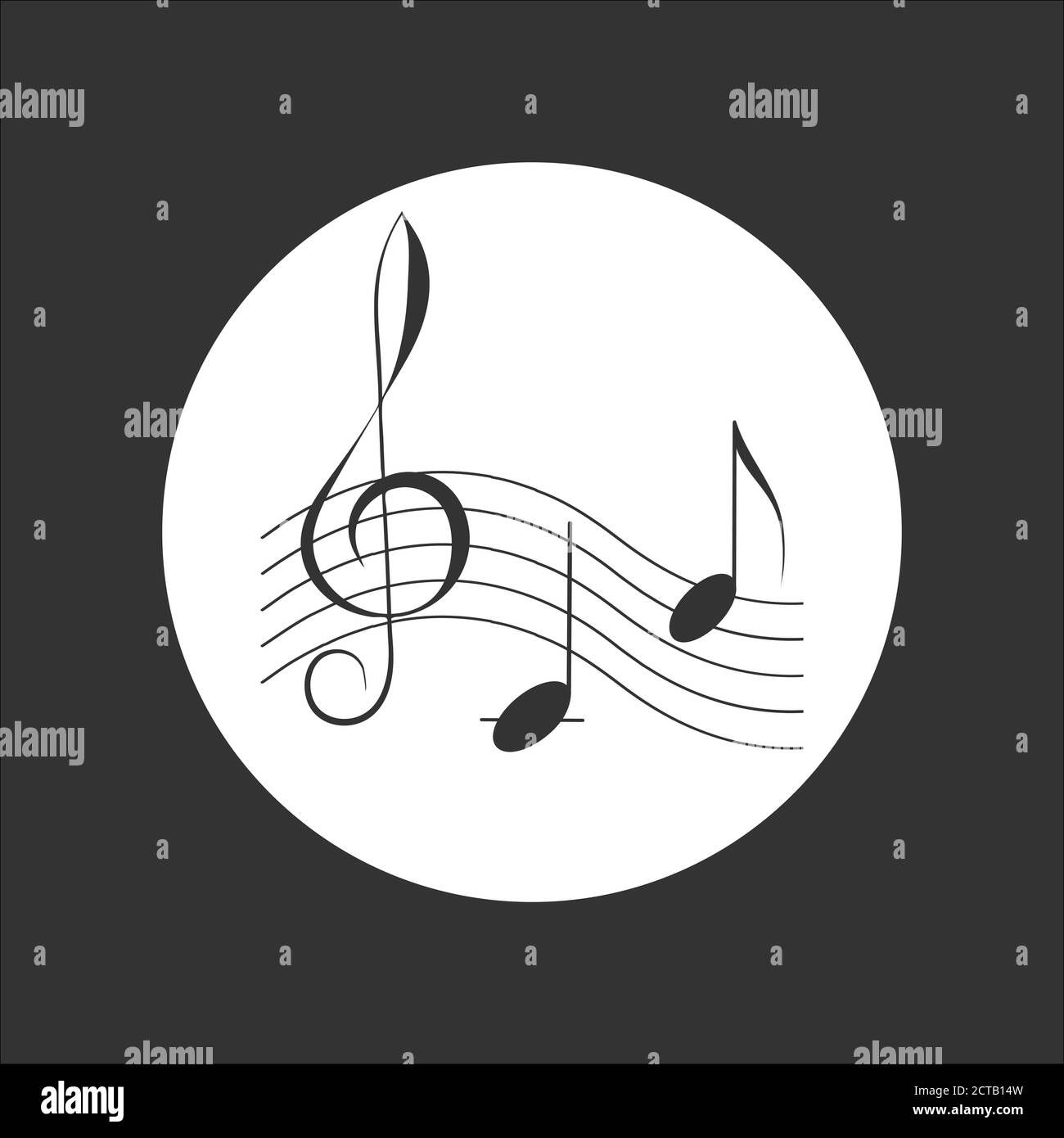 Music notes on round Stock Vector Images - Alamy