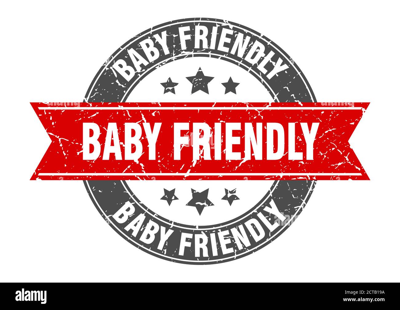 baby friendly round stamp with ribbon. sign. label Stock Vector Image ...