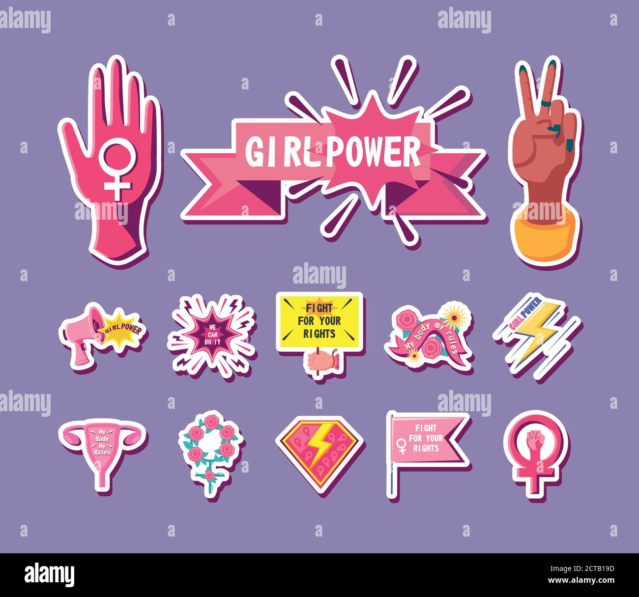 feminism detailed style bundle of icons design international movement ...