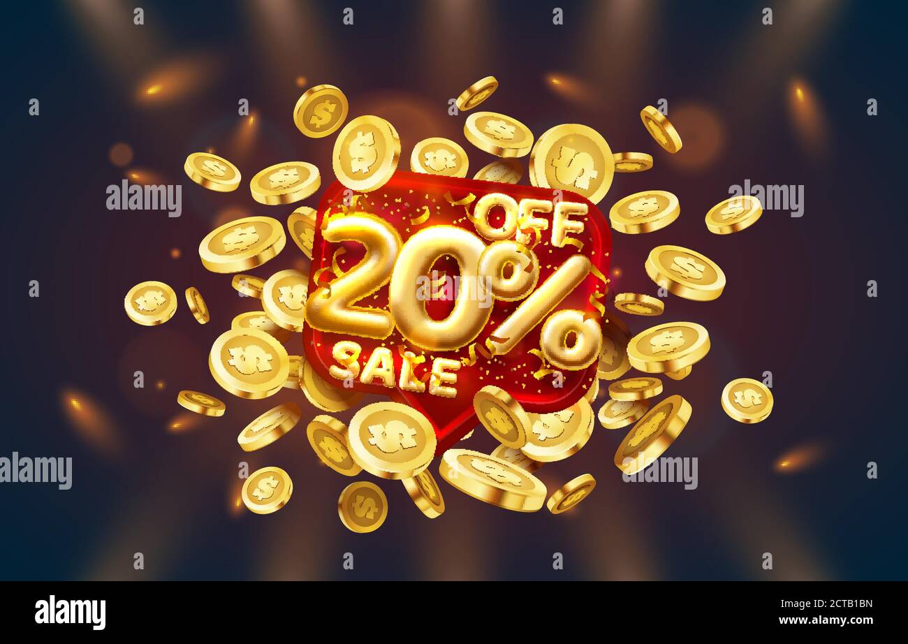 Sale 20 off ballon number on the red background. Vector illustration ...