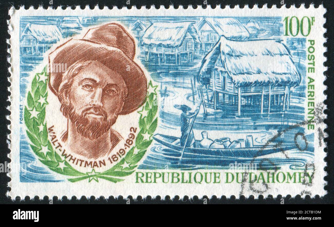 DAHOMEY CIRCA 1970: stamp printed by Dahomey, shows Walt Whitman and ...
