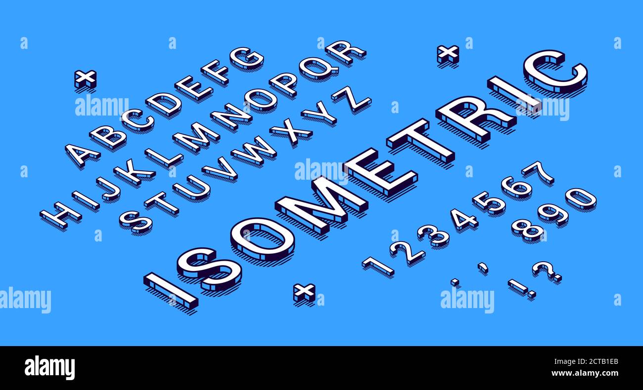 Isometric font, geometric 3d type. Vector creative typeface with black ...