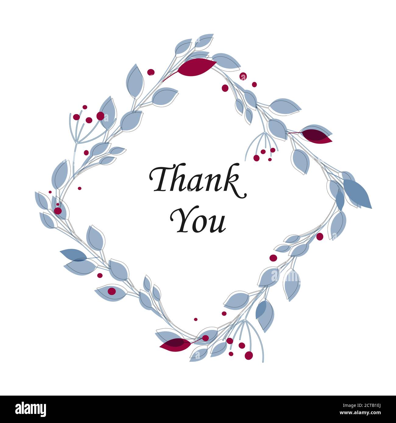 Decorative wreath with branches, leaves and berries, greeting card ...