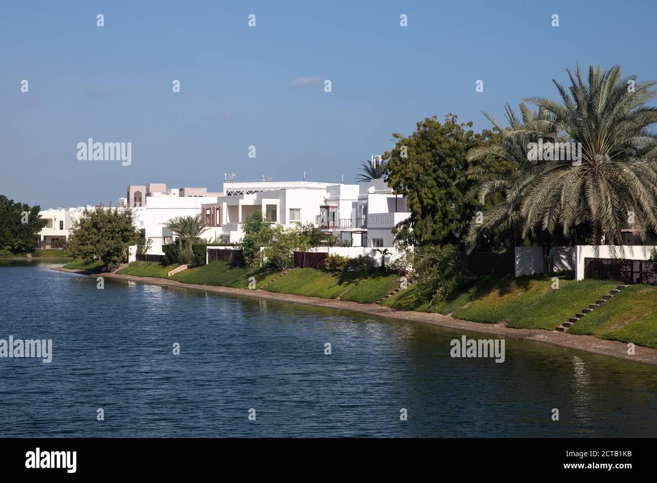 Villas along waterways in compound. Al Mouj, The Wave, Muscat, Oman ...