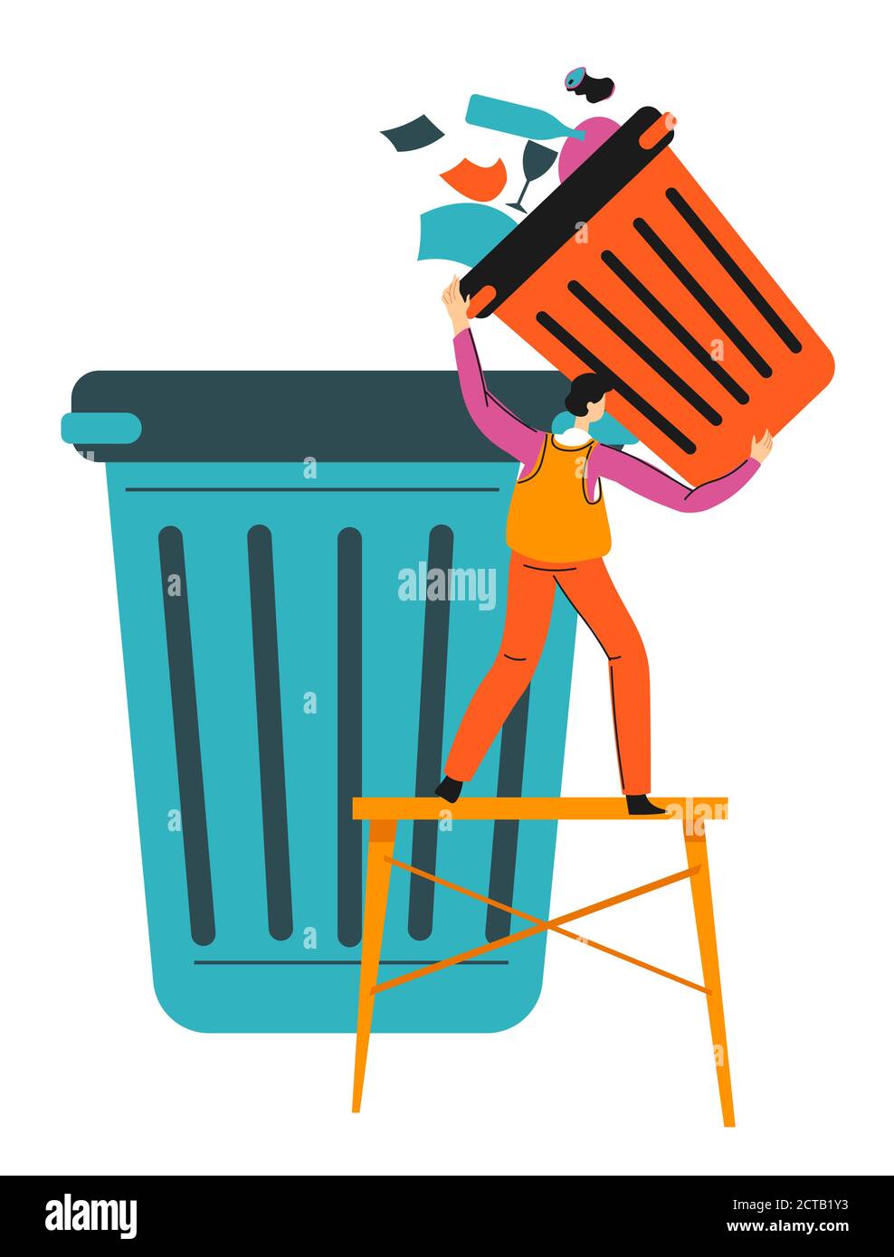 Collecting and sorting garbage, recycling paper waste vector Stock ...