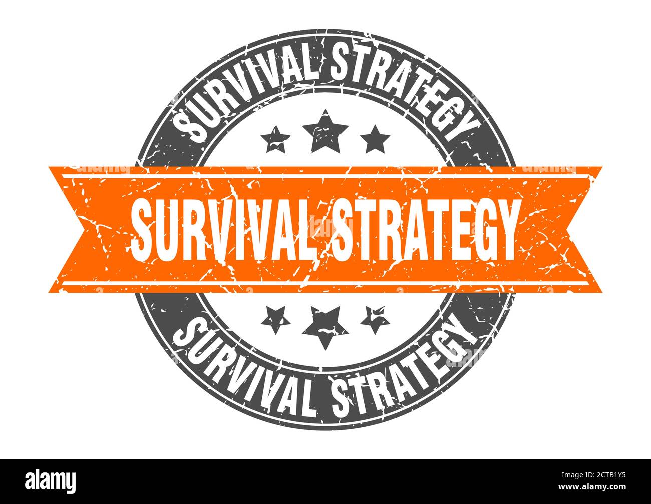 survival strategy round stamp with ribbon. sign. label Stock Vector ...