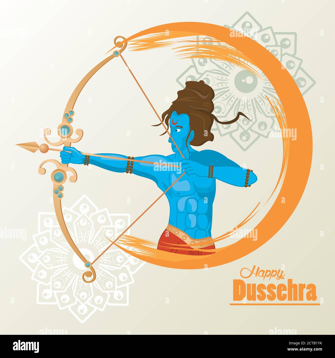 happy dussehra celebration card with blue rama character and lettering ...