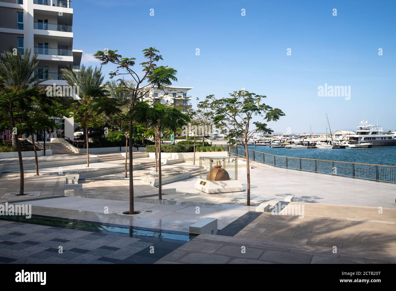 Pedestrian area close to the marina and residential buildings. Al Mouj ...
