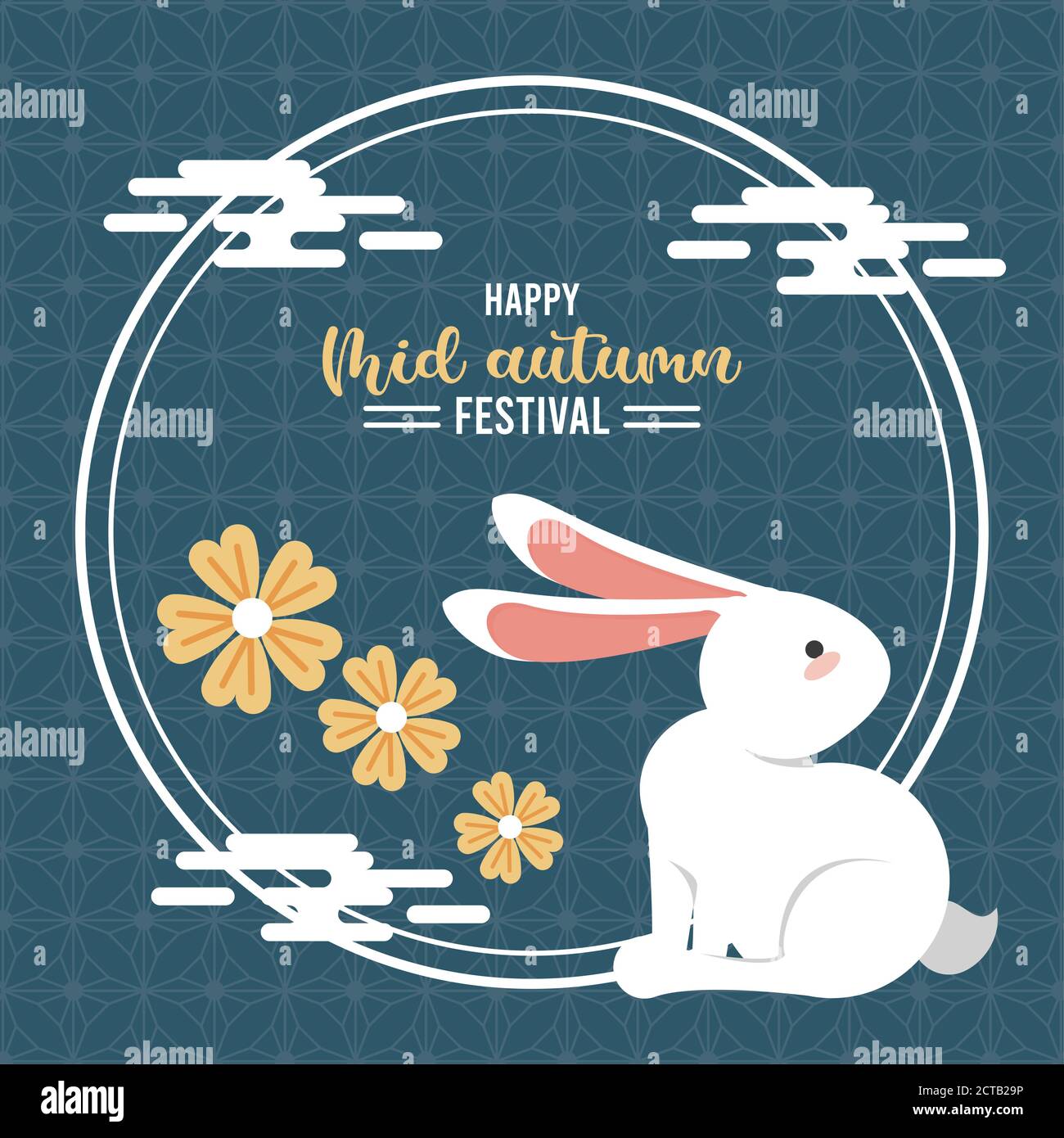 happy mid autumn card with rabbit and vector illustration design Stock ...