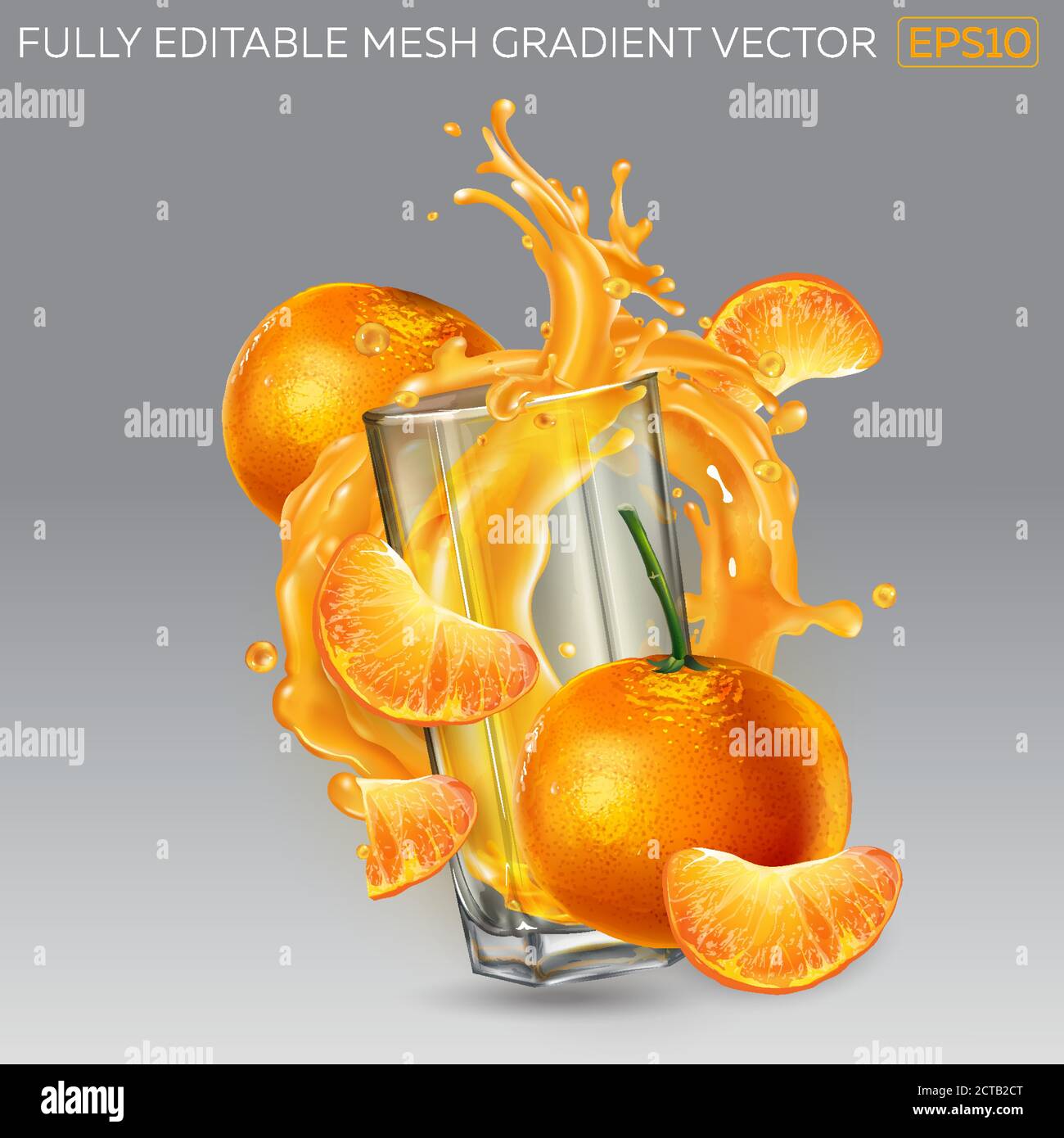 Splash of fruit juice in a glass and mandarins Stock Vector Image & Art ...