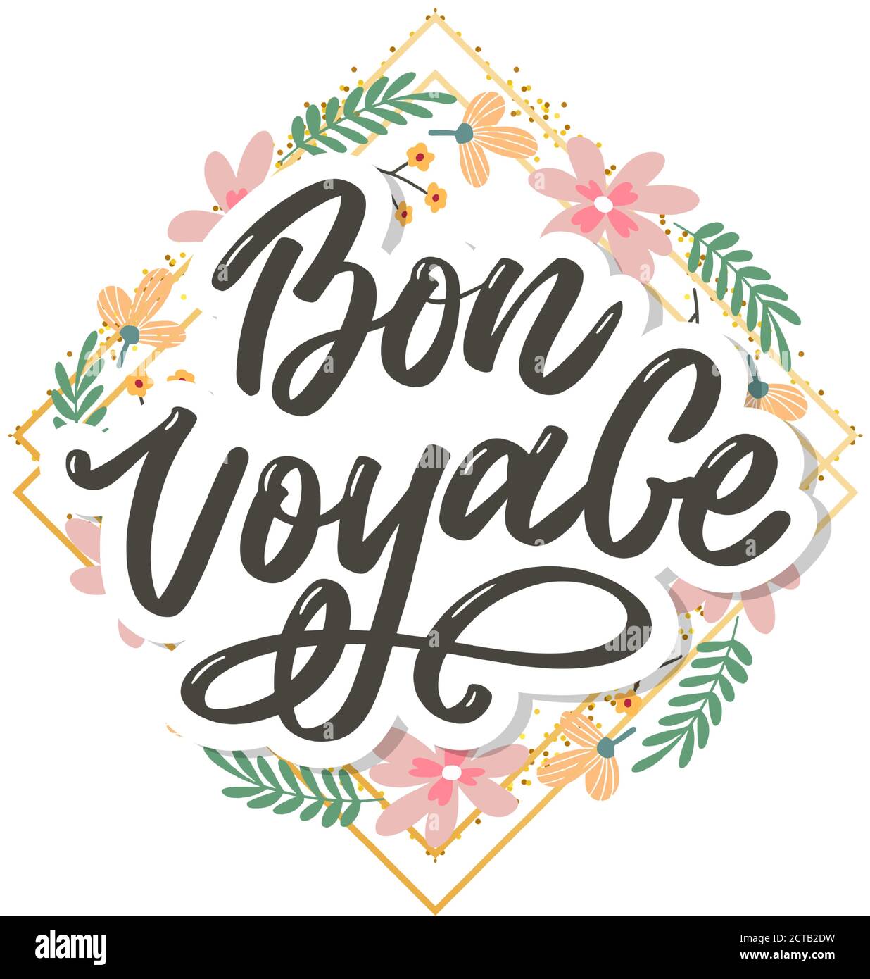 Bon Voyage Hand Lettering Vector Calligraphy Travel Stock Vector Image ...