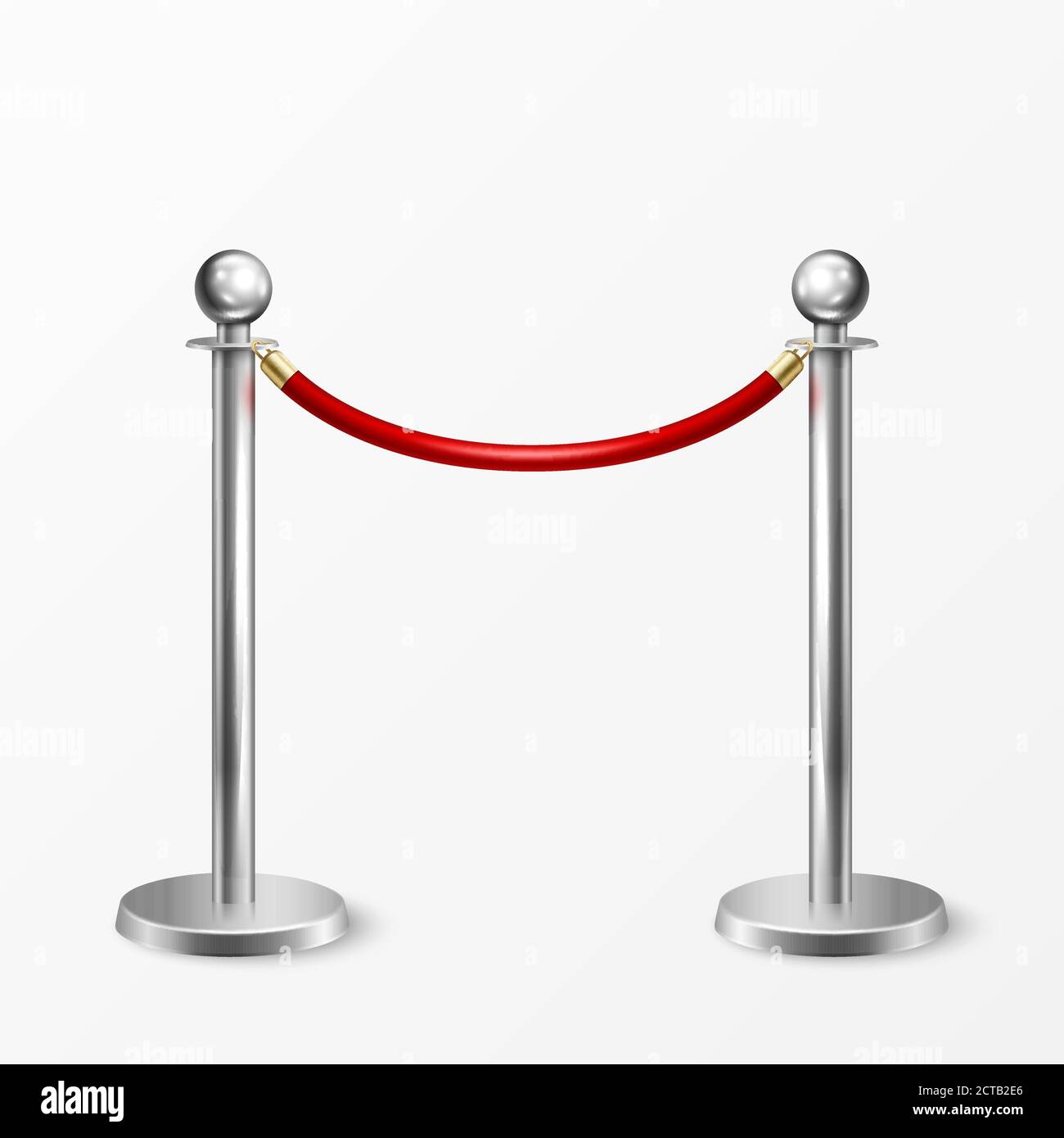 Vector 3d Realistic Chrome Fence for the Red Carpet Closeup Isolated on ...