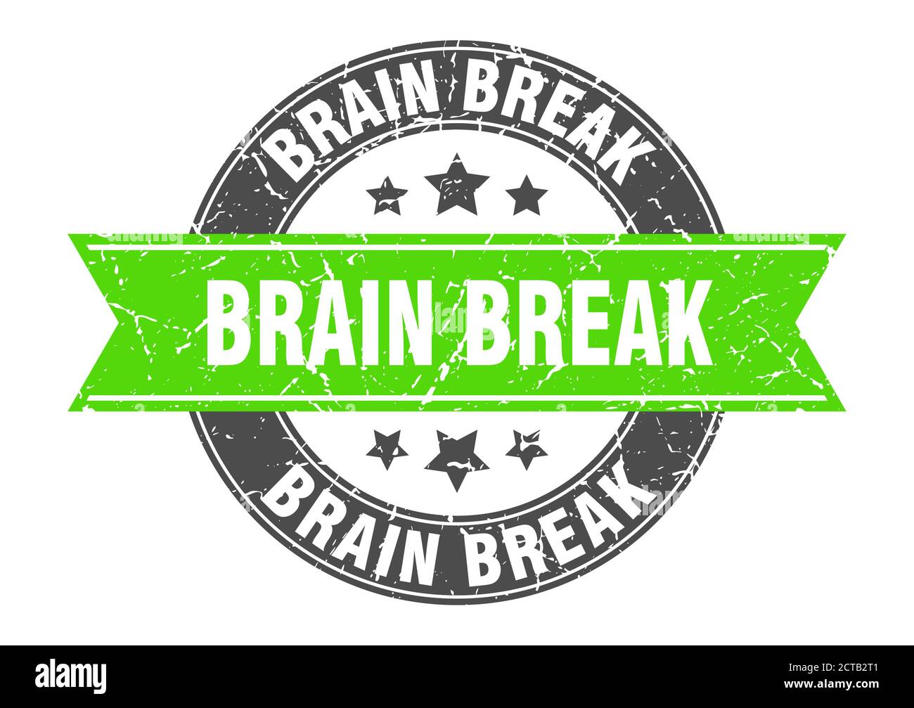 brain break round stamp with ribbon. sign. label Stock Vector Image ...