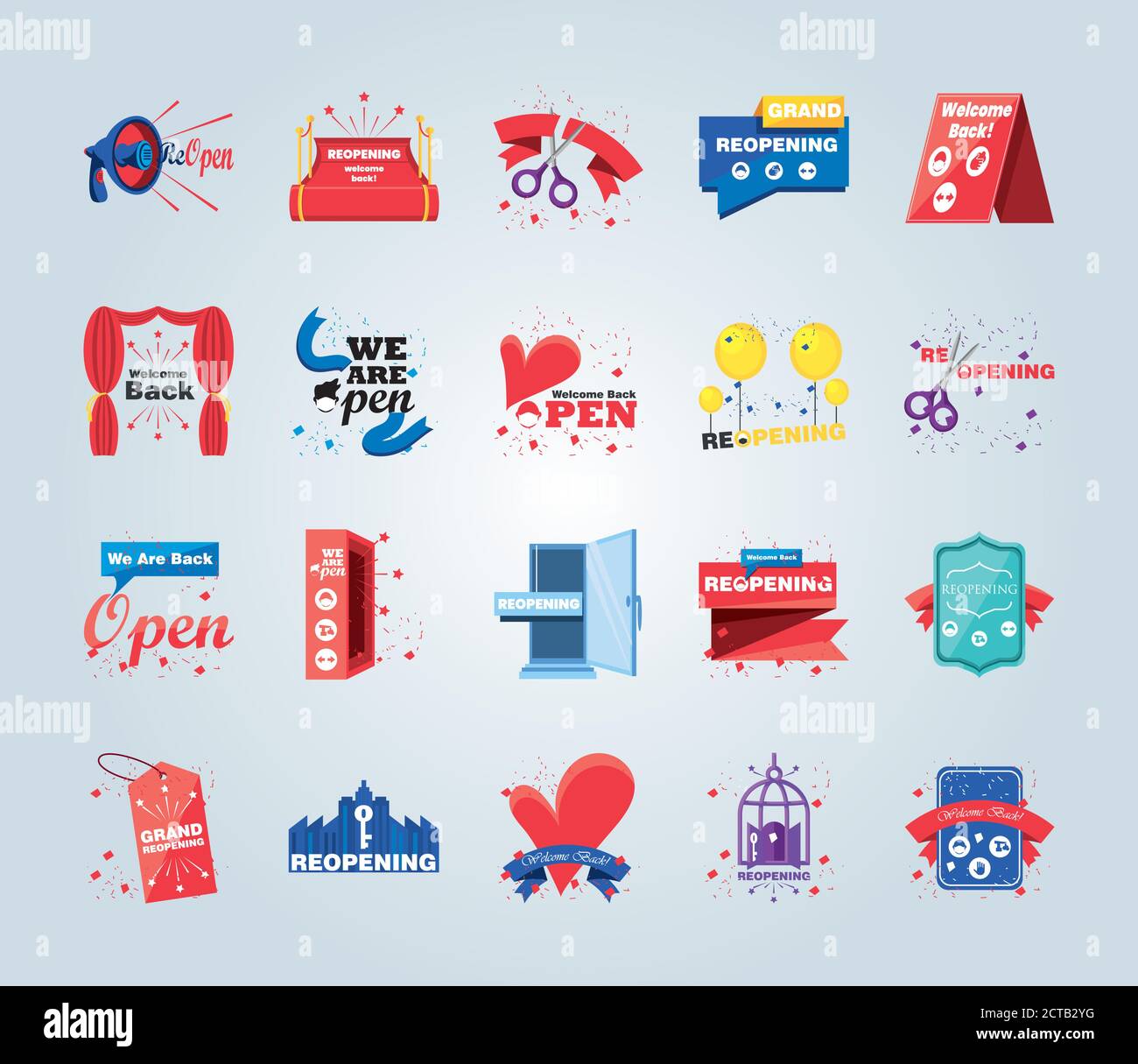 reopening detailed style bundle of icons design of shopping and covid ...