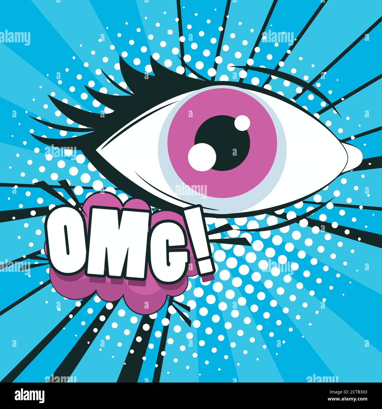 female eye with omg expression pop art style vector illustration design ...