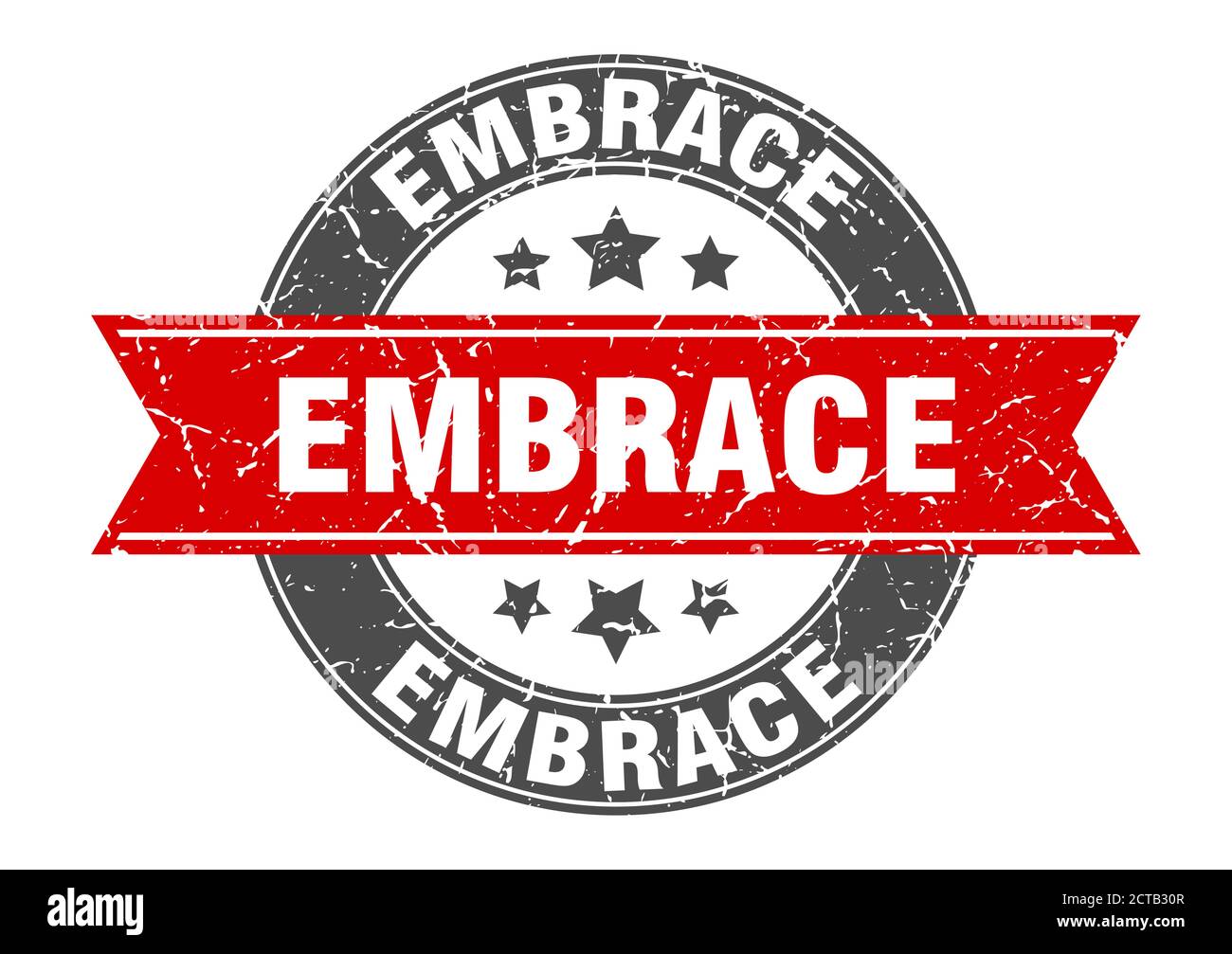 embrace round stamp with ribbon. sign. label Stock Vector Image & Art - Alamy