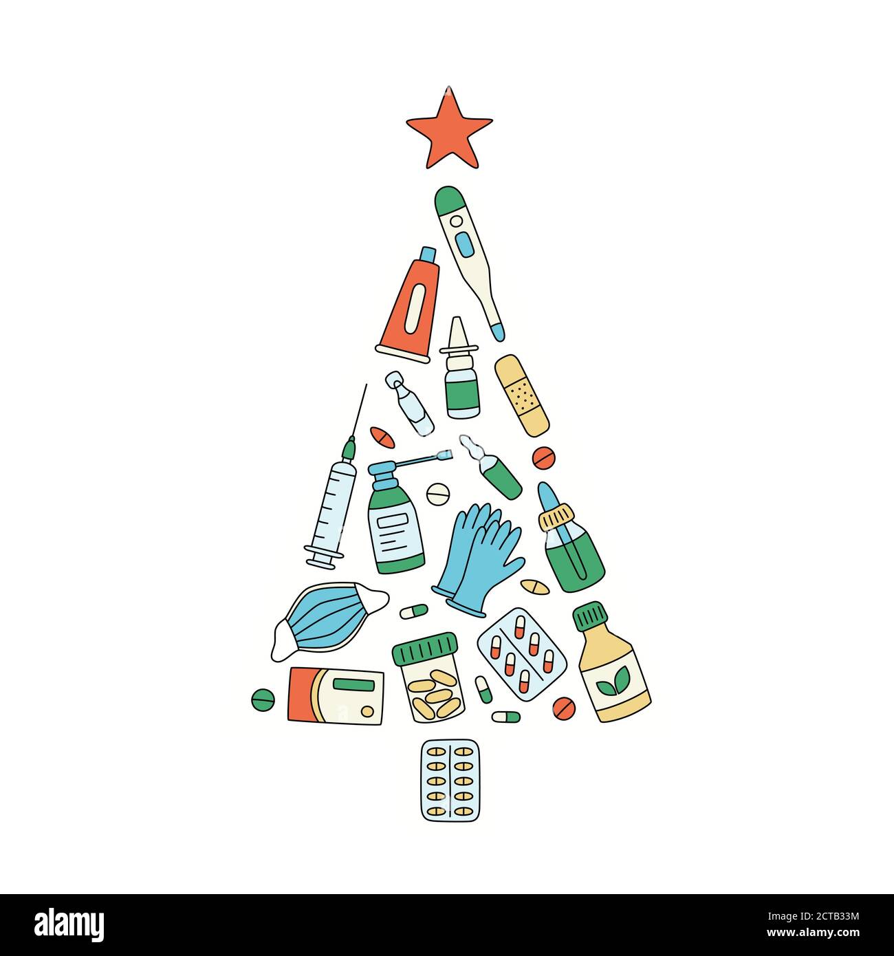 Christmas tree of meds, drugs, pills, bottles and health care medical ...