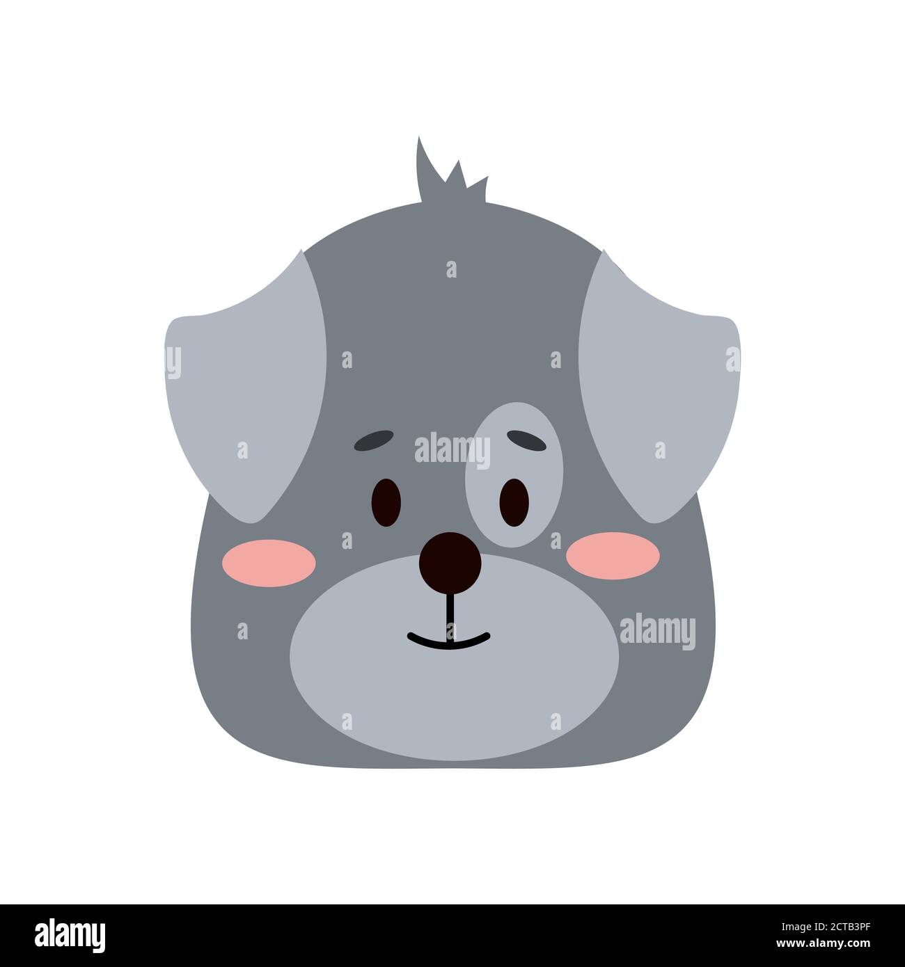 Cute grey dog puppy head icon isolated on white background Stock Vector ...