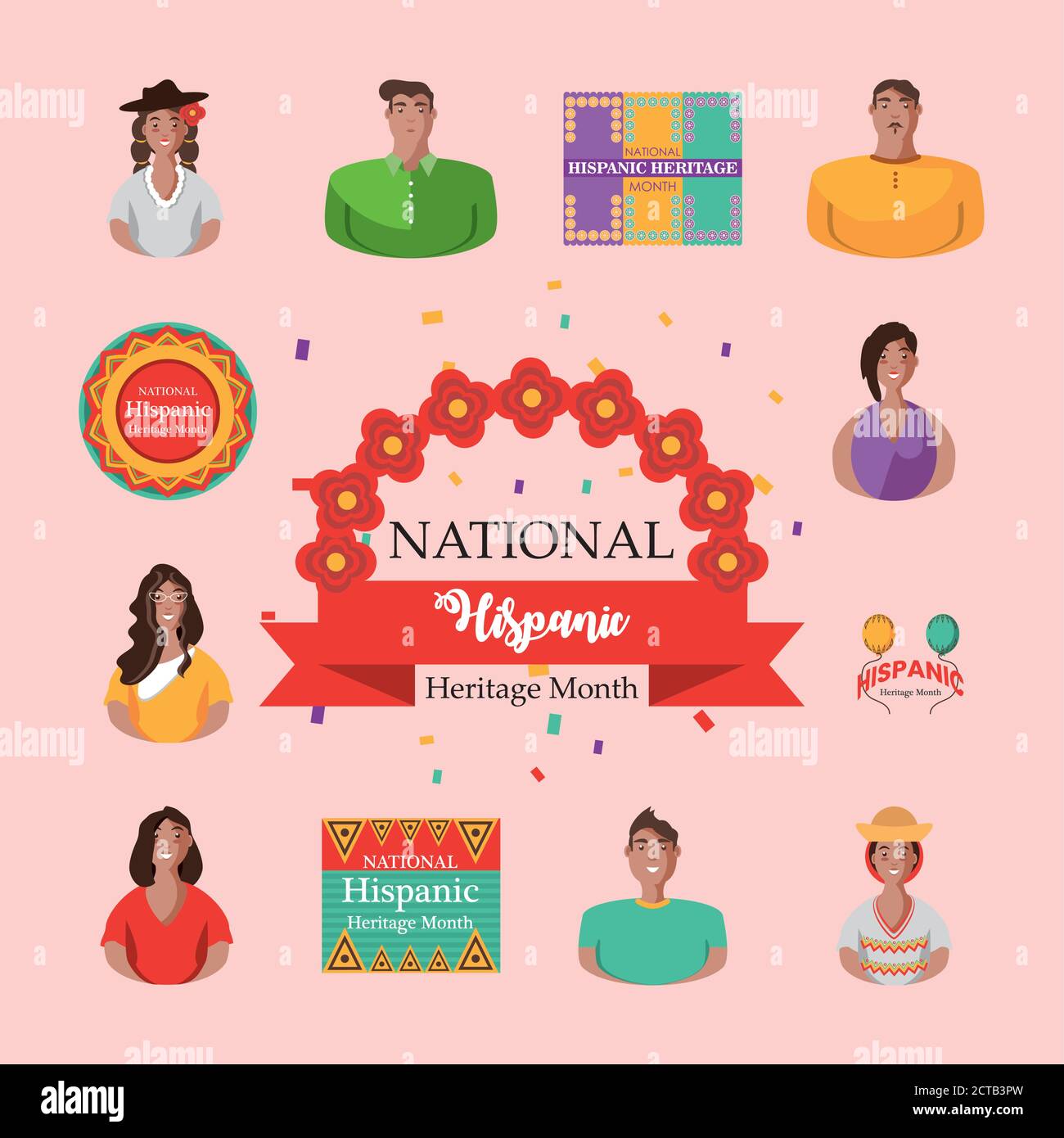 national hispanic heritage month collection of icons design, culture ...