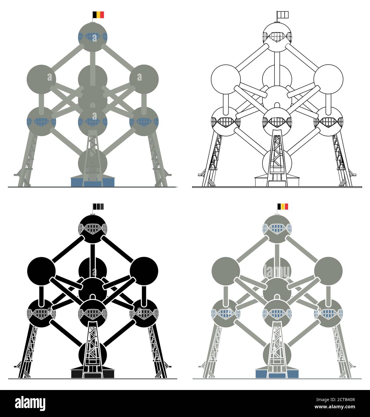 Brussels atomium monument colored, Belgium Stock Vector Image & Art - Alamy