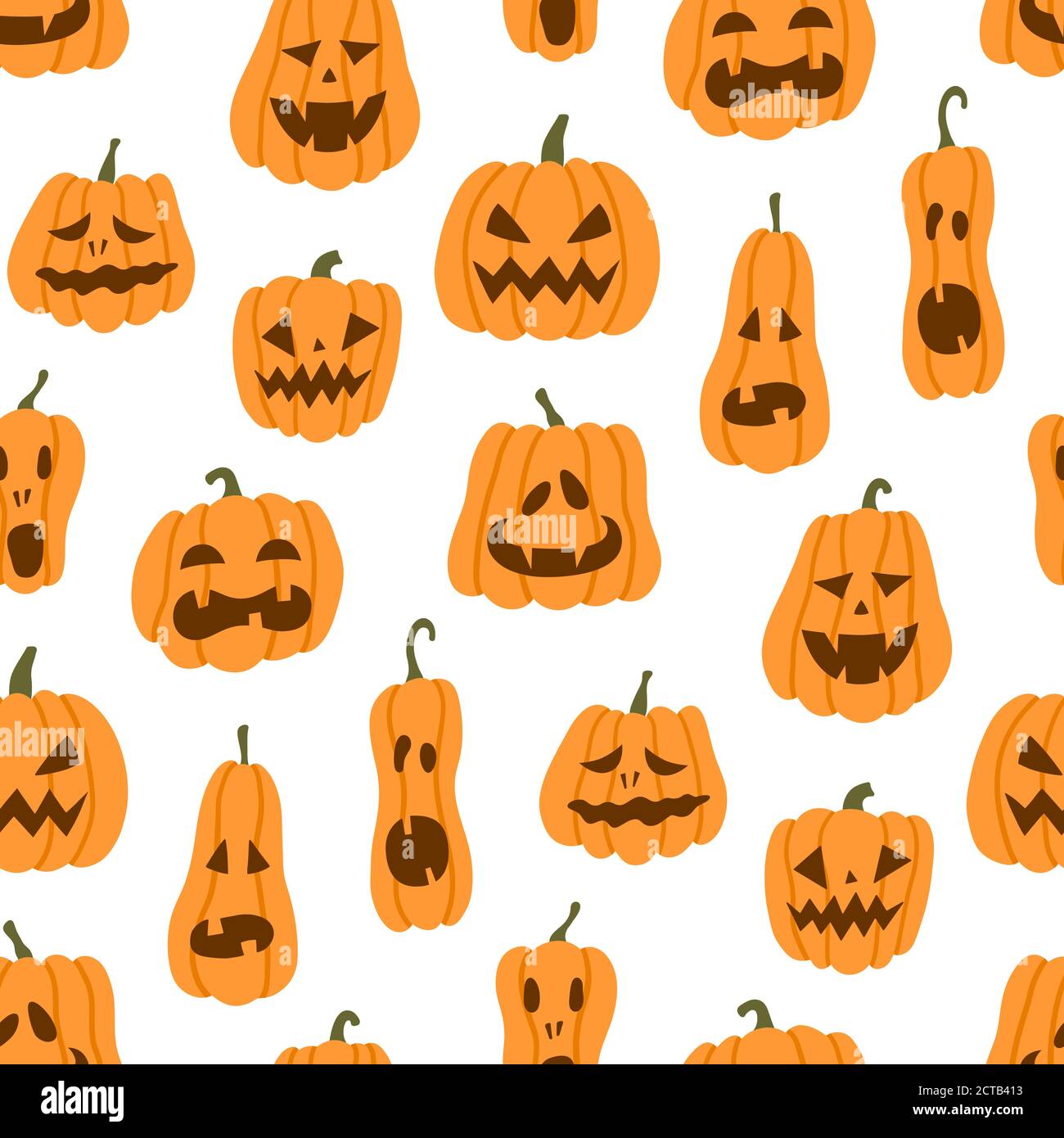 Halloween pumpkin seamless pattern. Hand drawn vector illustration Stock Vector Image & Art - Alamy