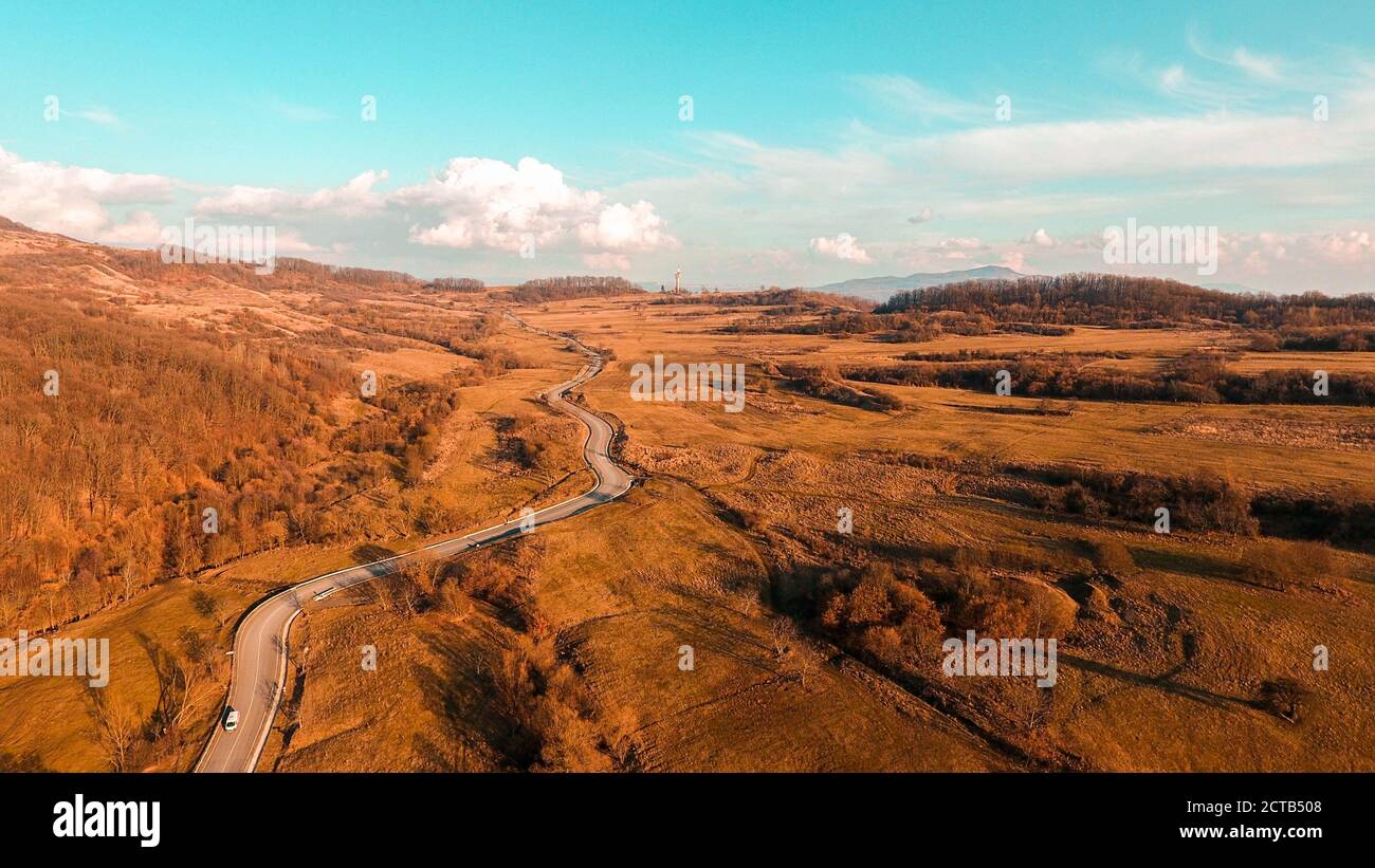 Transylvanian landscape by drone Stock Photo - Alamy
