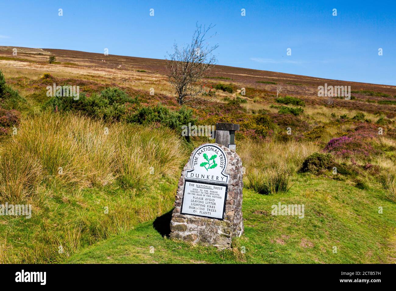 National Trust sign on the footpath to Dunkery Beacon – the highest ...