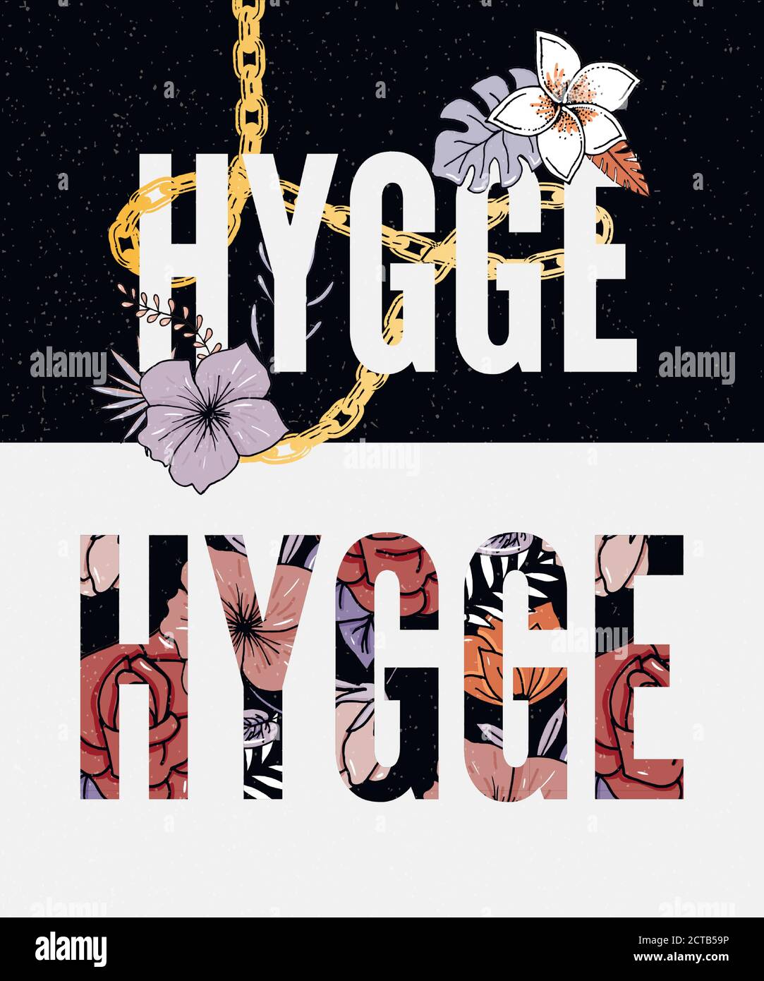 Hygge Slogan. Flowers background Autumn colors theme of hygge lifestyle ...