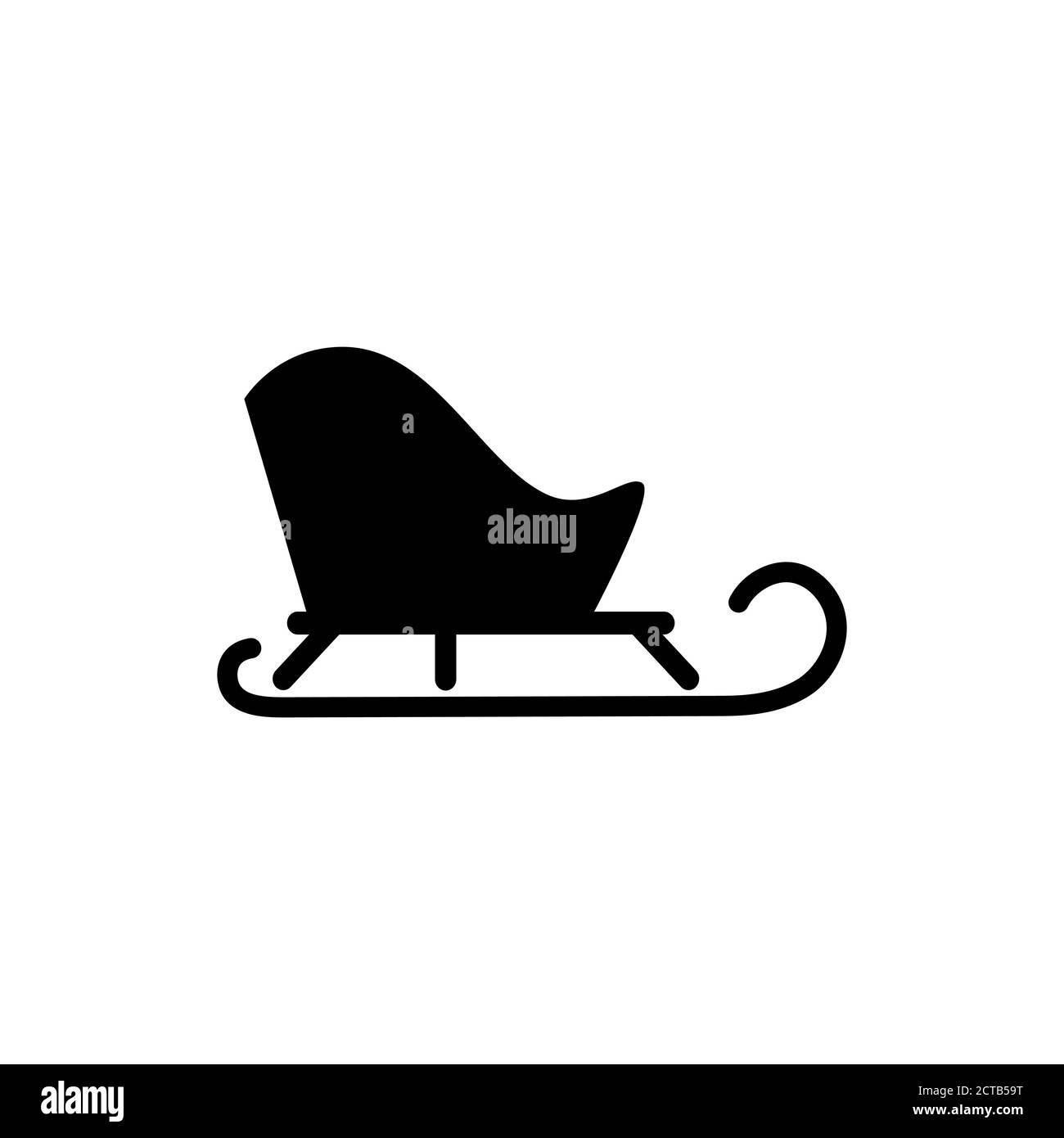 Sled icon. Flat vector illustration of a Christmas sleigh on a white ...