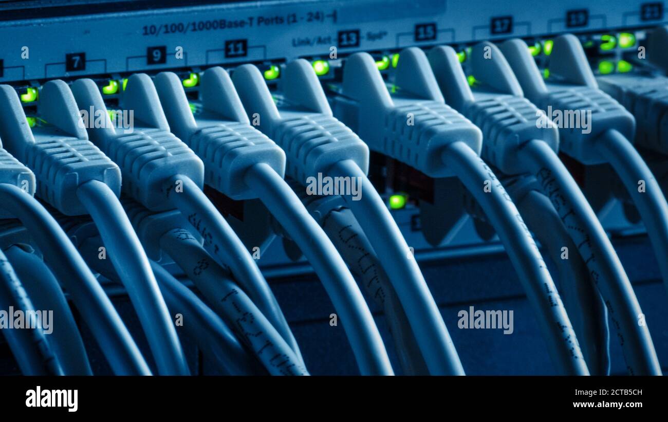 Data center cables lights hi-res stock photography and images - Alamy