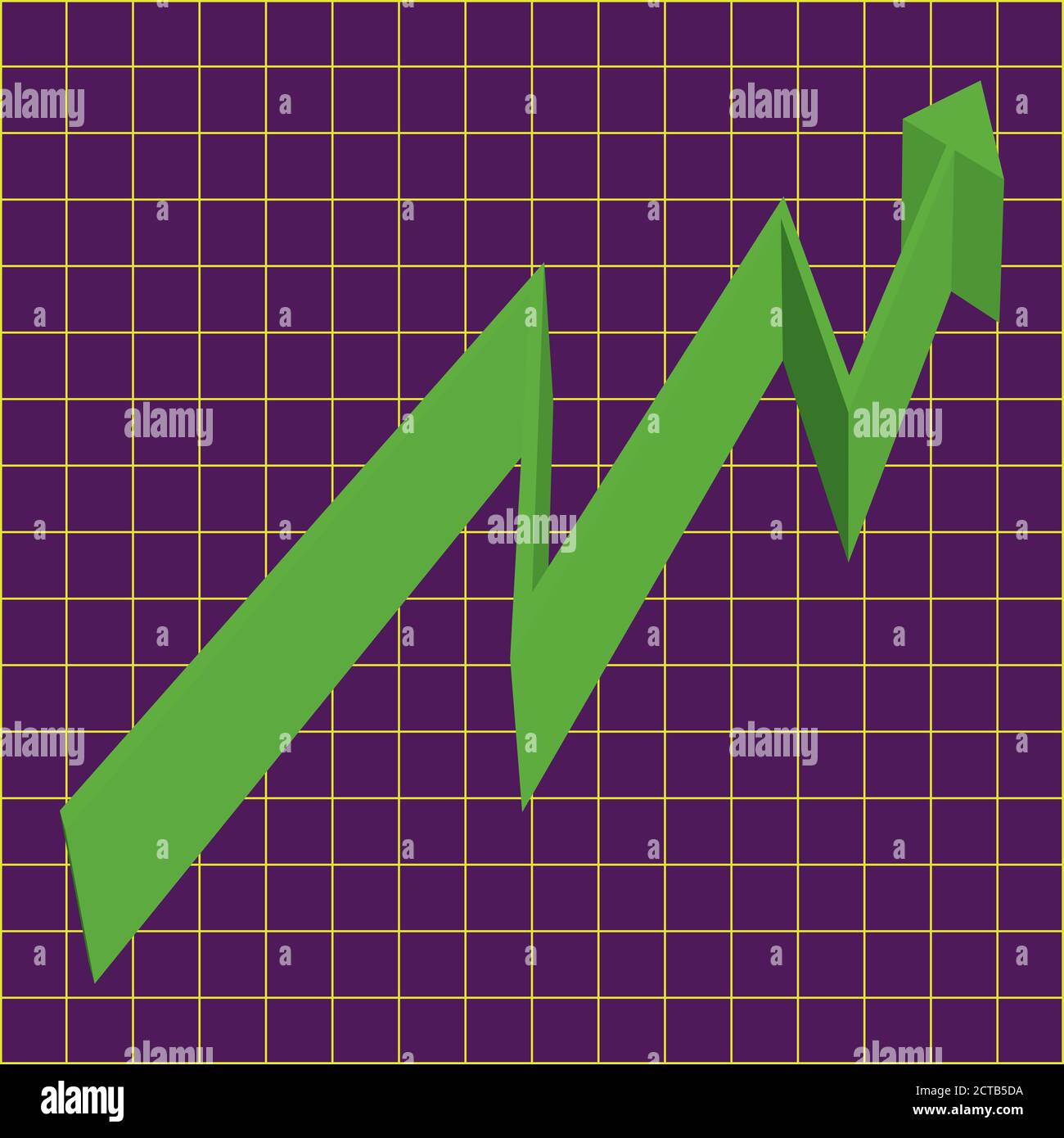 An abstract 3d green upward trend arrow against a purple graph Stock ...