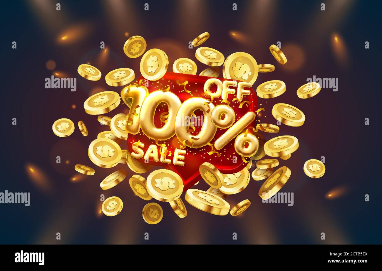 Sale 100 off ballon number on the red background. Vector illustration ...