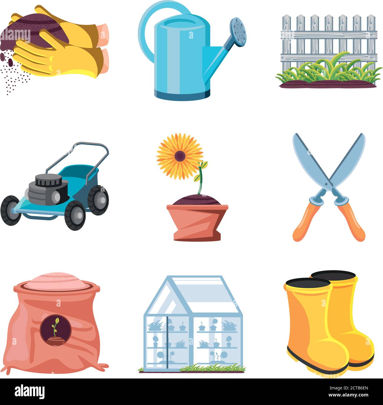 garden detailed style icon set design, Gardening planting and nature ...